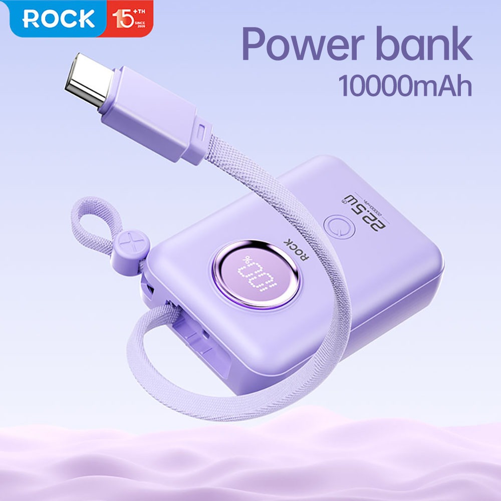 Rock Space Y20 22.5W Fast Charging Power Bank with Dual-Cable 10000mAh ...
