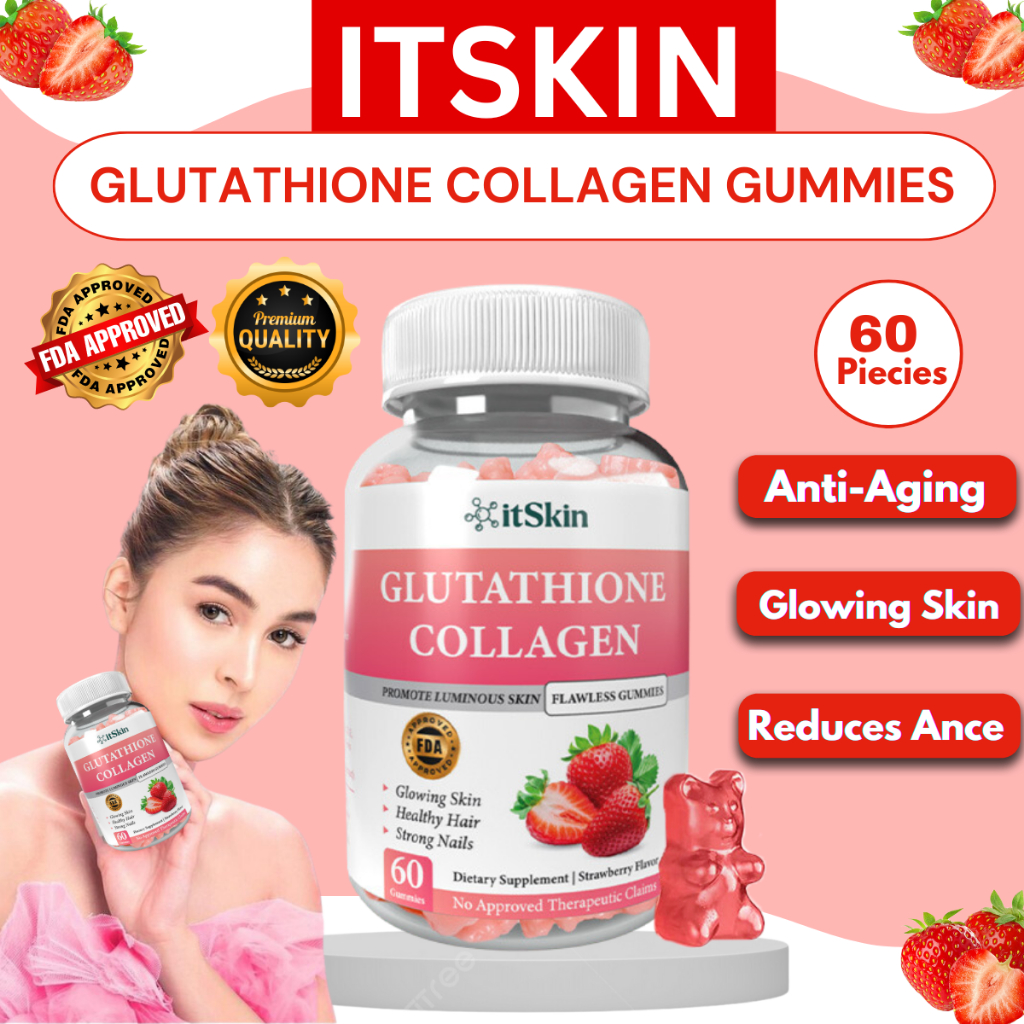 ITSKIN Glutathione Collagen Glow Gummies Original Anti-Aging Whitening ...