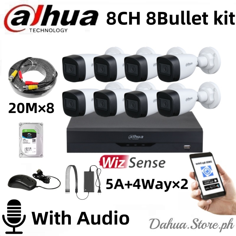 Dahua 2MP 4/8CH CCTV KIT All Bullet Outdoor Camera Package With Audio ...