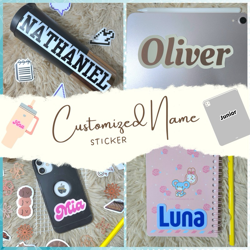 Customized Sticker Name (Waterproof) for Tumblers, Laptop, Tablet ...