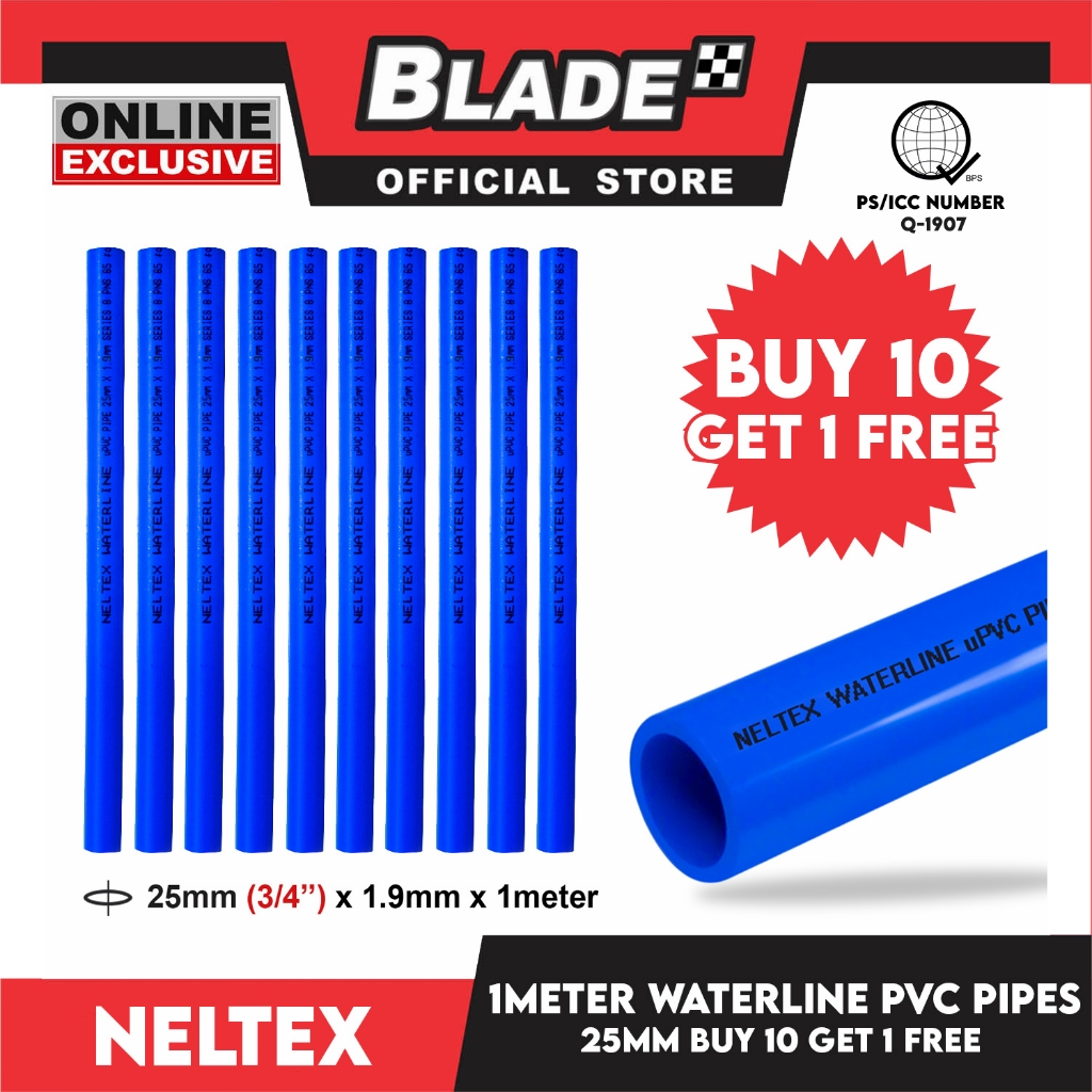 Buy 10 Get 1 Free Neltex PVC Waterline Pipe 25mm x 1meter (Blue Pipe ...