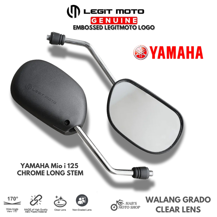 YAMAHA Mio i 125 LEGITMOTO Brand High-Quality Chrome Long Stem Black ...