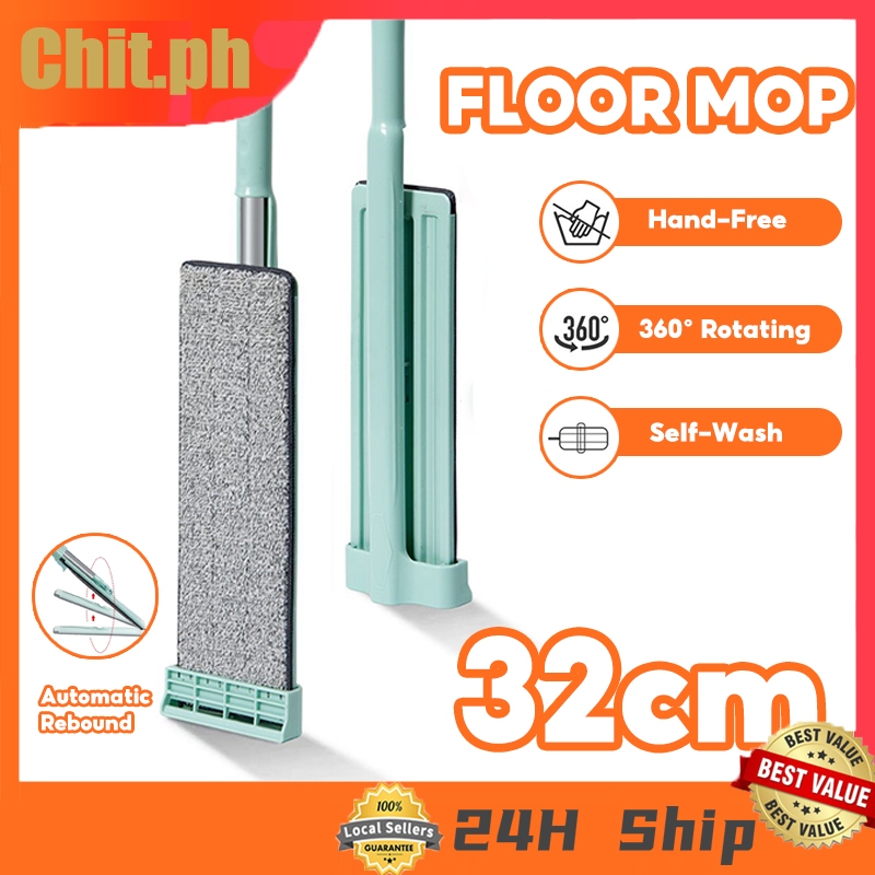 CHIT Hand-Free Floor Mop With Squeezer 360° Rotating Flat Mop Wet And ...
