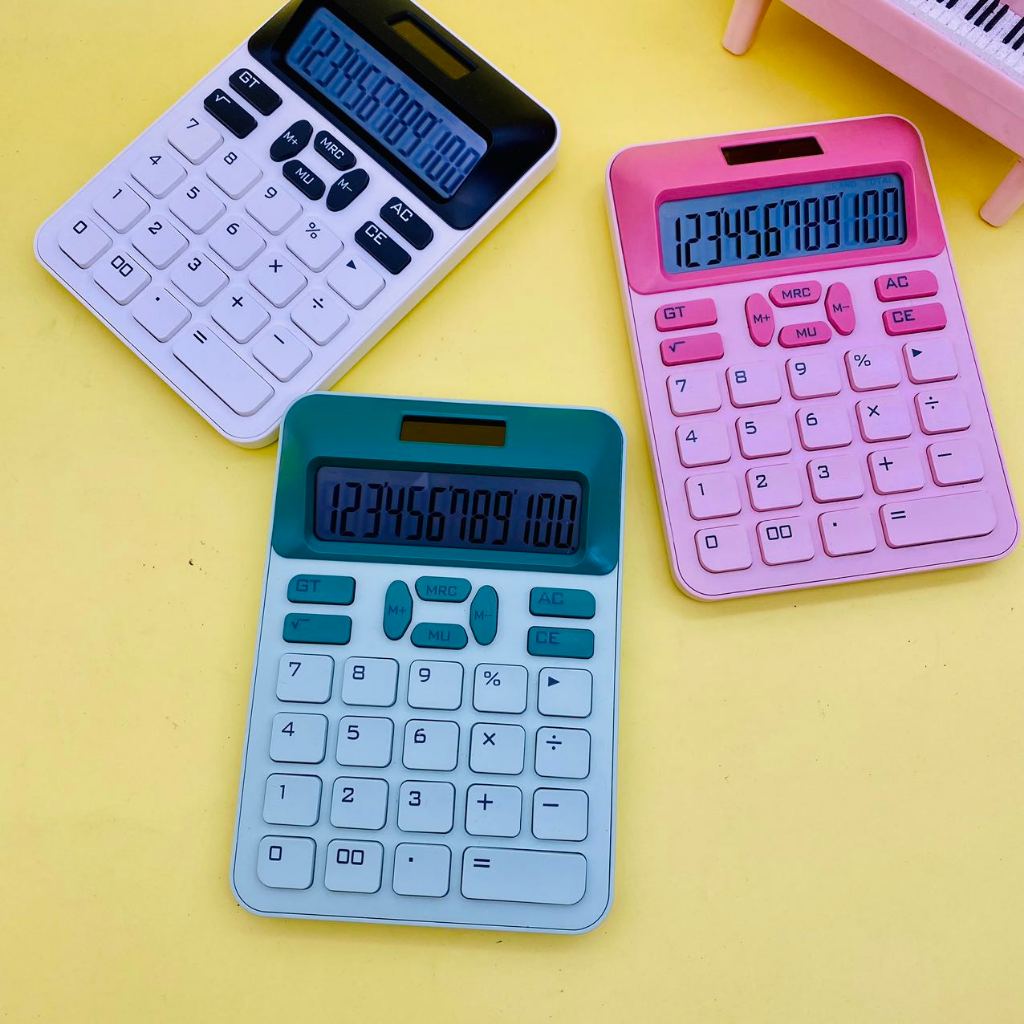 12 Digit Mechanical Calculator Large Solar Power and LCD Display Big ...