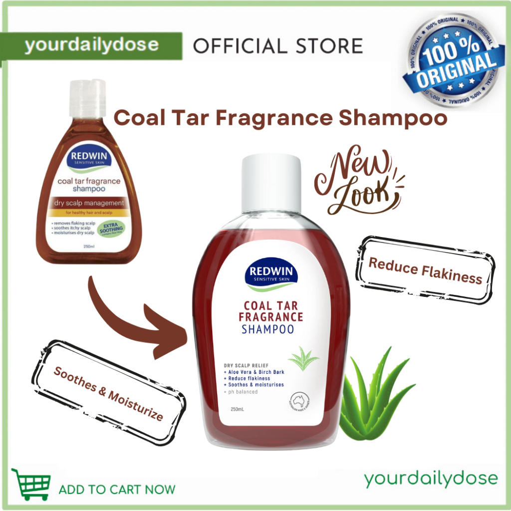 Redwin Coal Tar Fragrance Shampoo 250ml (New Packaging) | Shopee ...