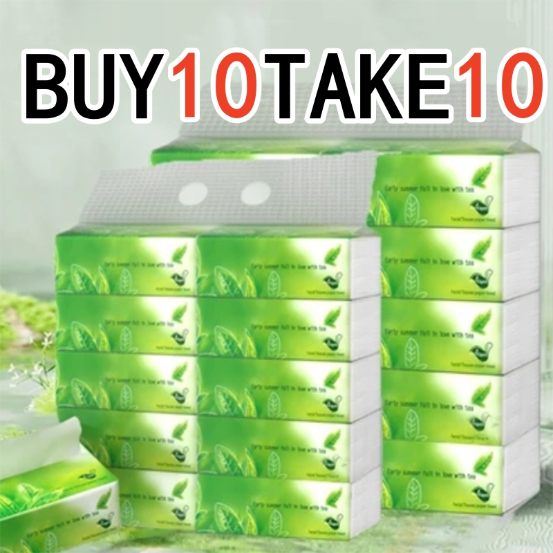 TREE CARE (300 sheets x 10/20/30 Packs) Organic Green Tea Facial Tissue ...