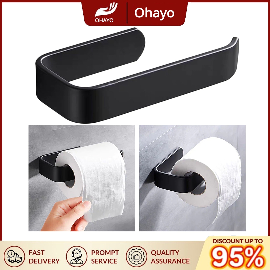 Wall Mount Self Adhesive Tissue Holder No-Punch Roll Paper Racks Toilet ...