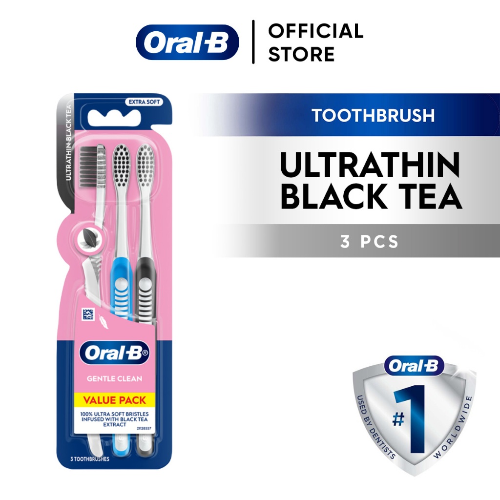 Oral-B Toothbrush Ultra Thin Black Tea 3s Extra Soft Gum Care | Shopee ...