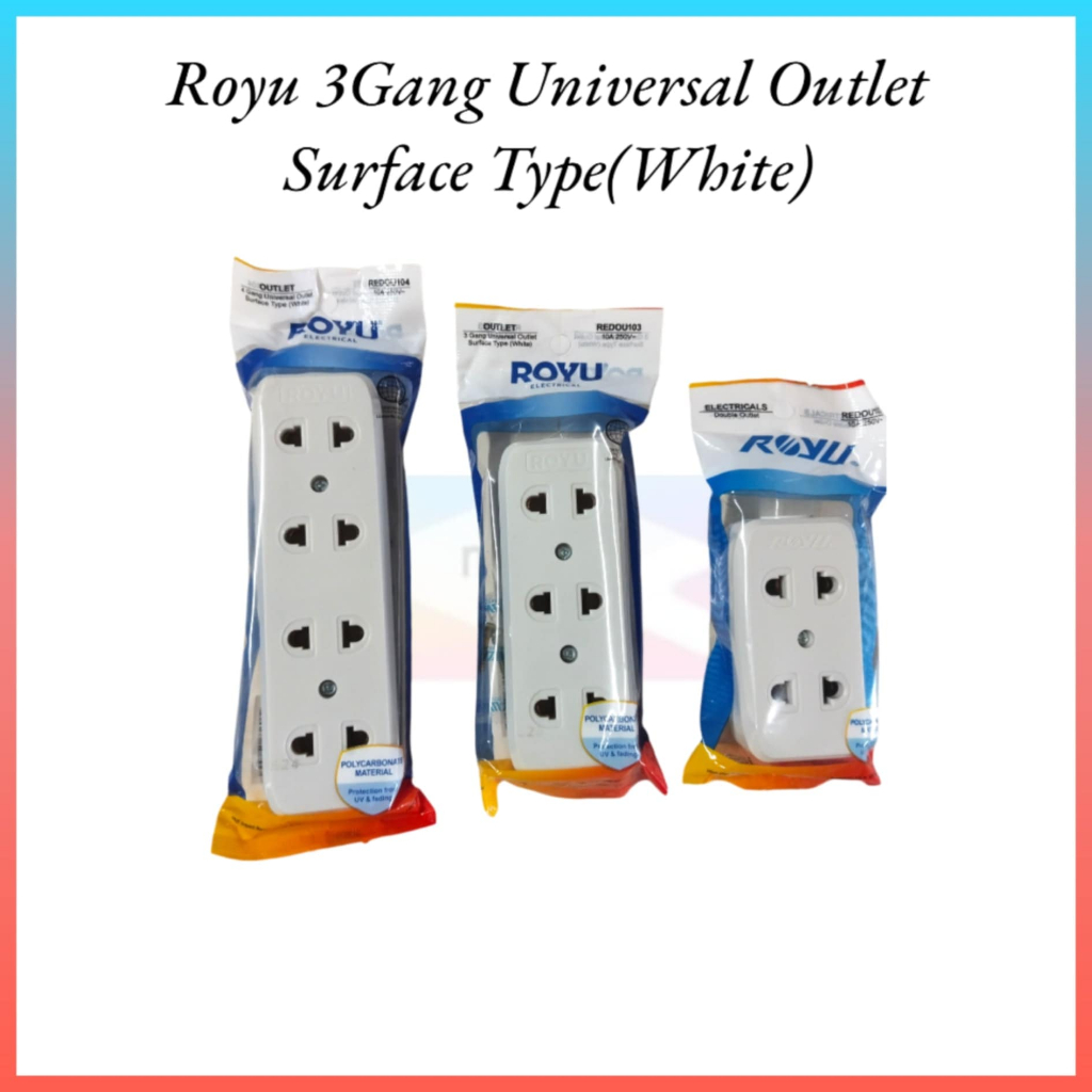 ROYU Surface Type Extension Convenience Outlet 2 3 4 Gang Plug Socket ...