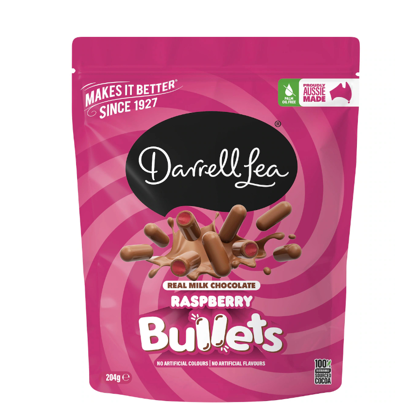 Darrell Lea Milk Chocolate Raspberry Bullets 204g (april 2025) | Shopee ...