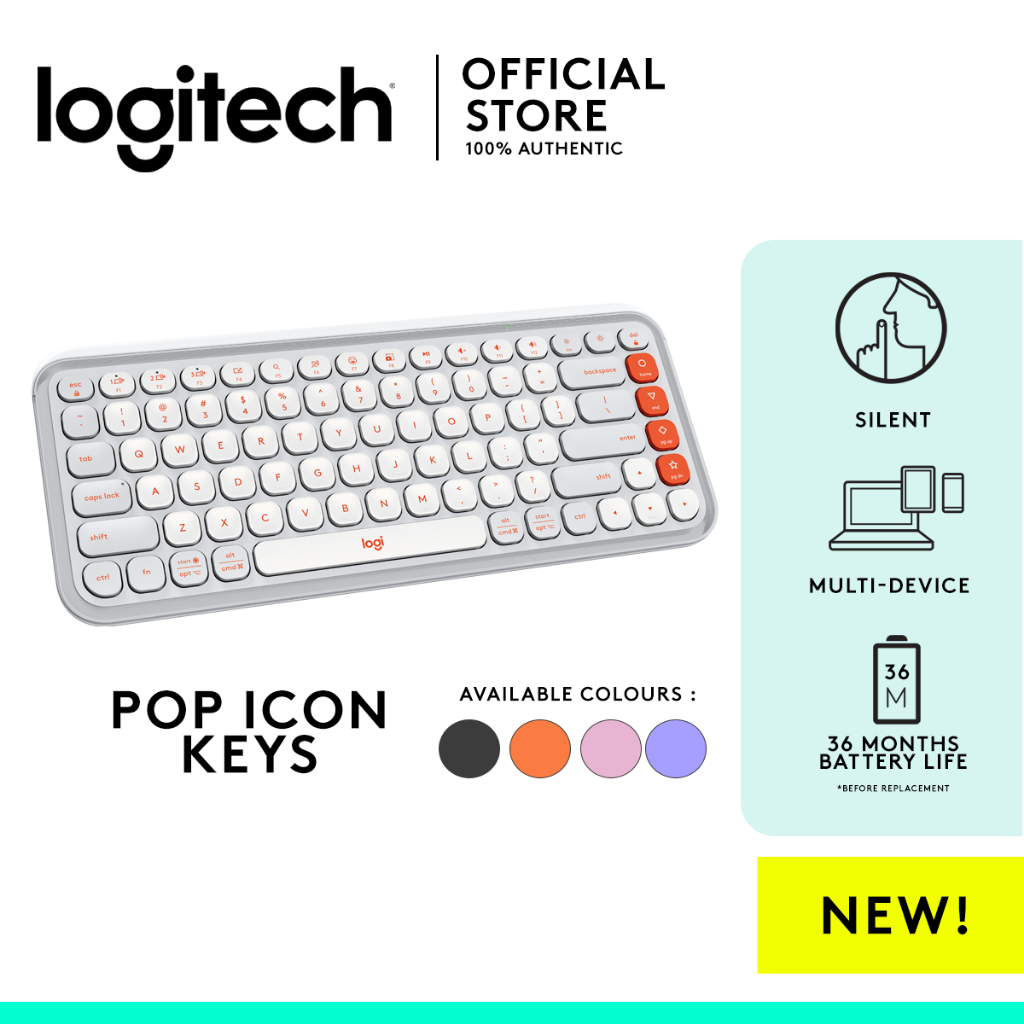 Logitech Pop Icon Keys 4 Customizable Button Low-Profile Silent Key ...