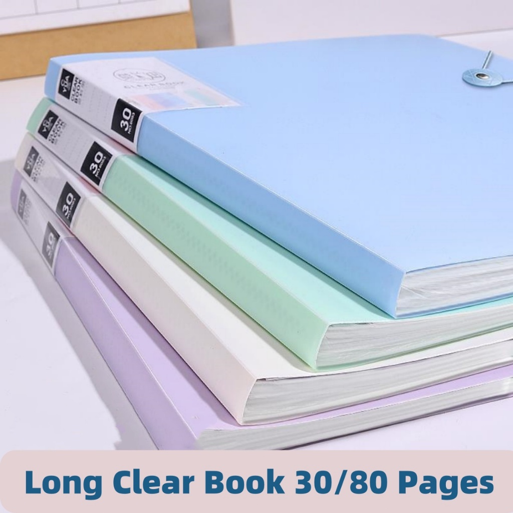 Clear Book Long Folder Organizer 30/80 Pages Display Book Document ...