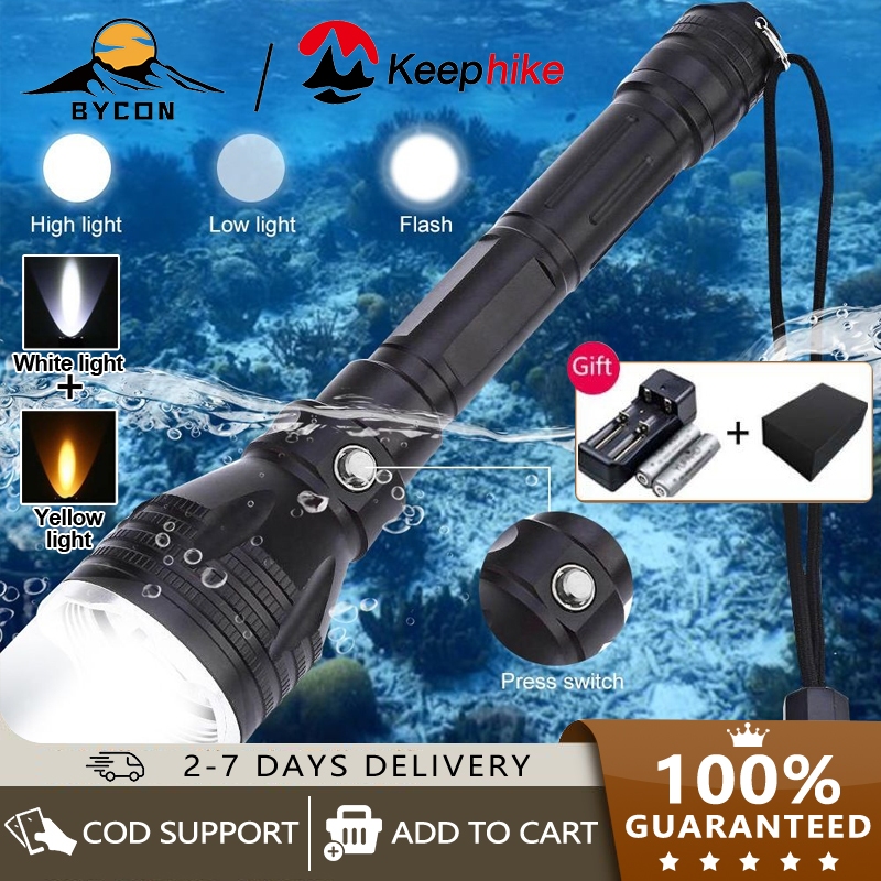 Flashlight Underwater 100M Flashlight Diving Flashlight Diving ...