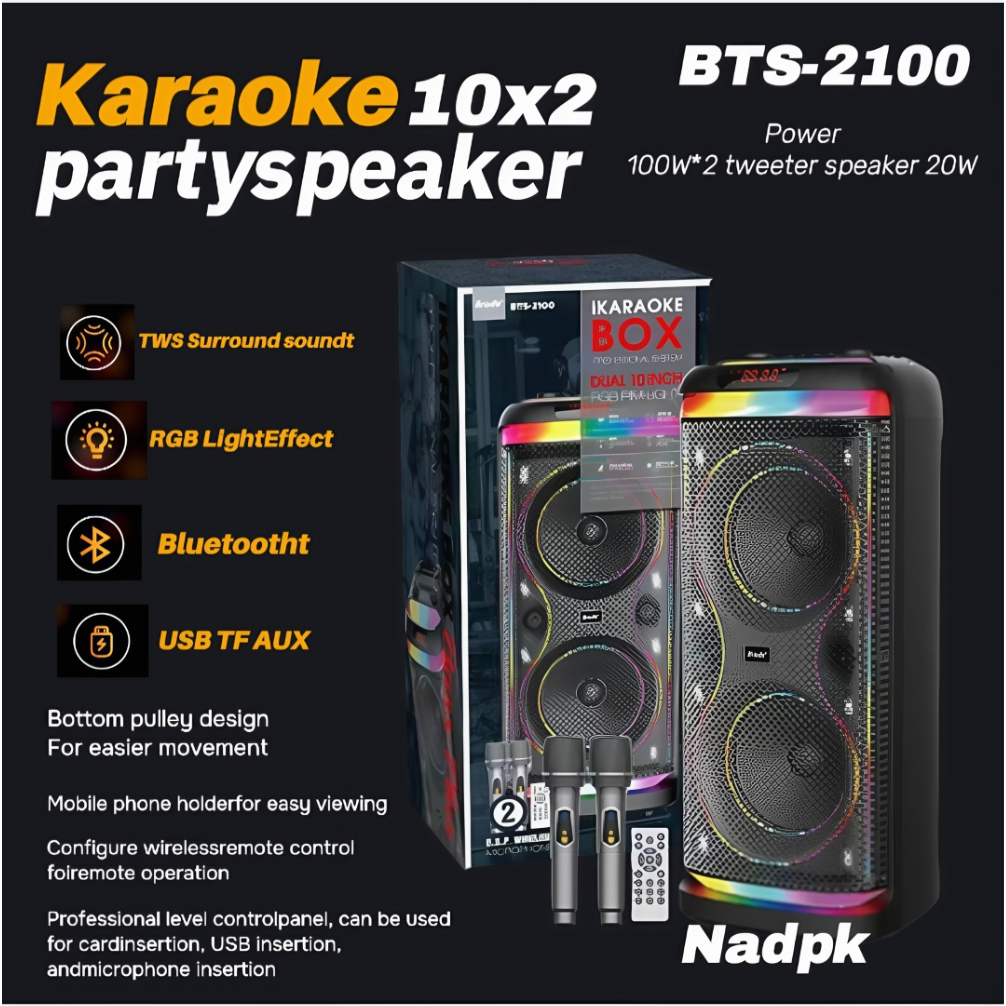 BTS-2100 stereo system sound Dual 10 inch Woofer Outdoor DJ Party ...
