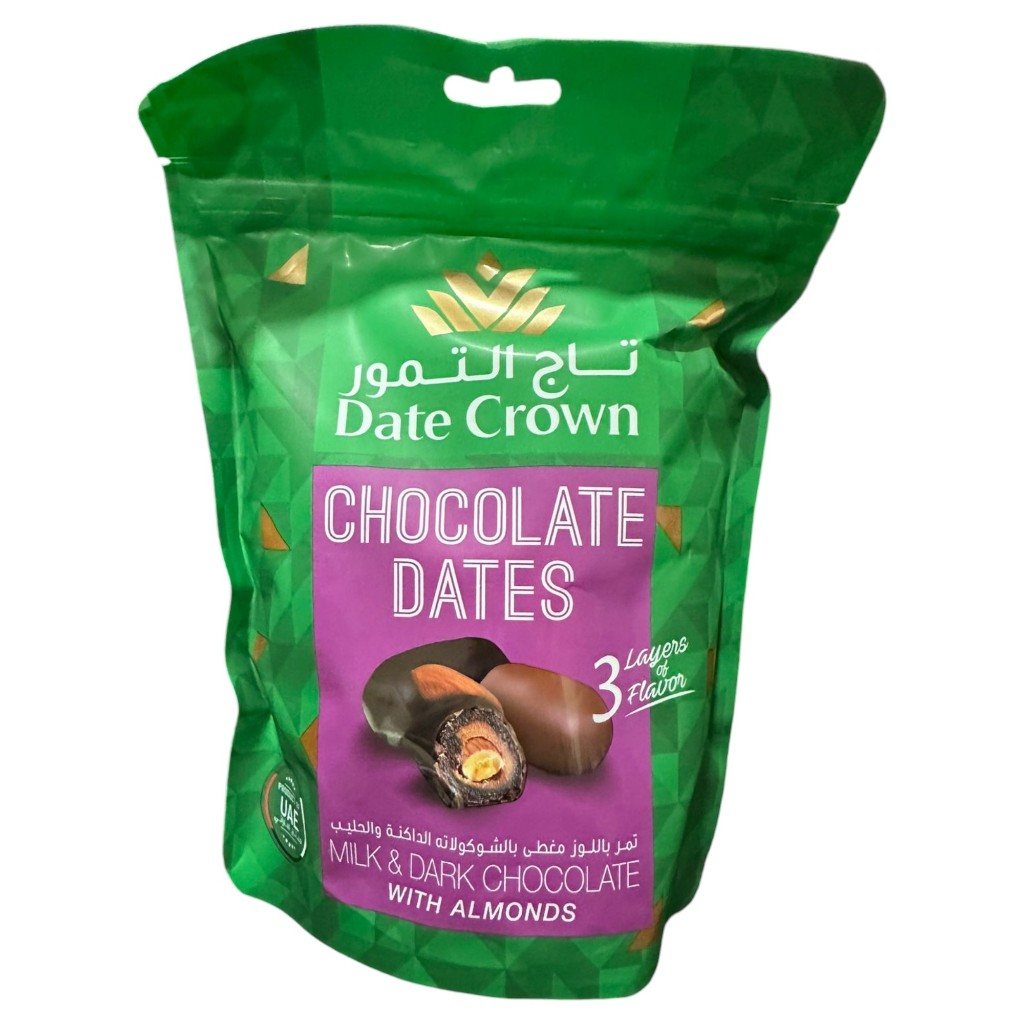 DATE CROWN (CHOCOLATE DATES) Milk & Dark Chocolate with Almonds 250g ...