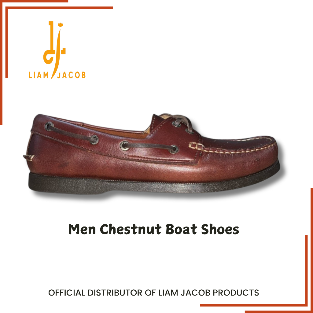 Liam Jacob Topsider Shoes Men Chestnut Premium Cow Leather Boat Shoes ...