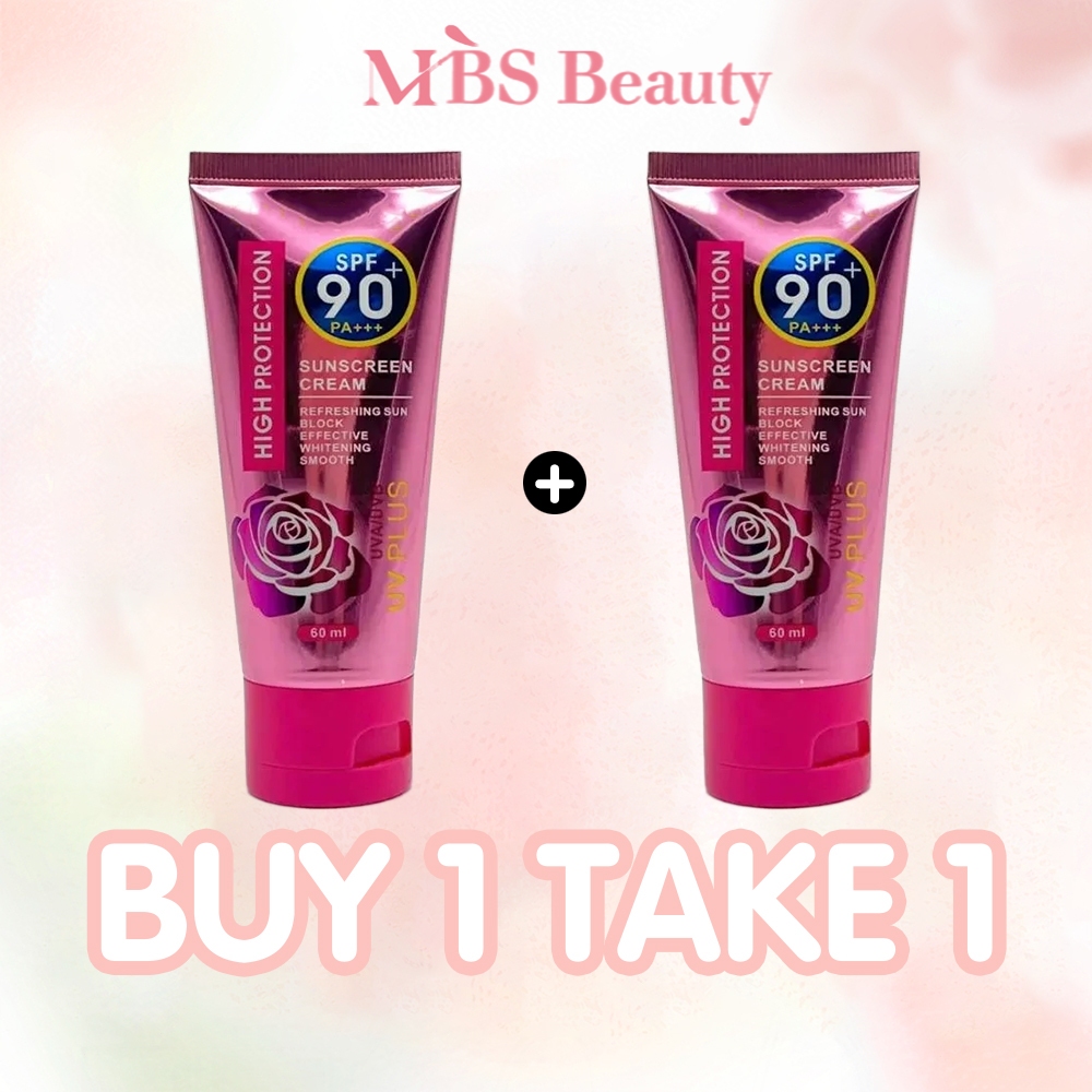 Buy 1 Take 1 SPF 90+ Sunscreen Cream and Spray high protection UV Sunblock Lotion 60ml | Shopee ...
