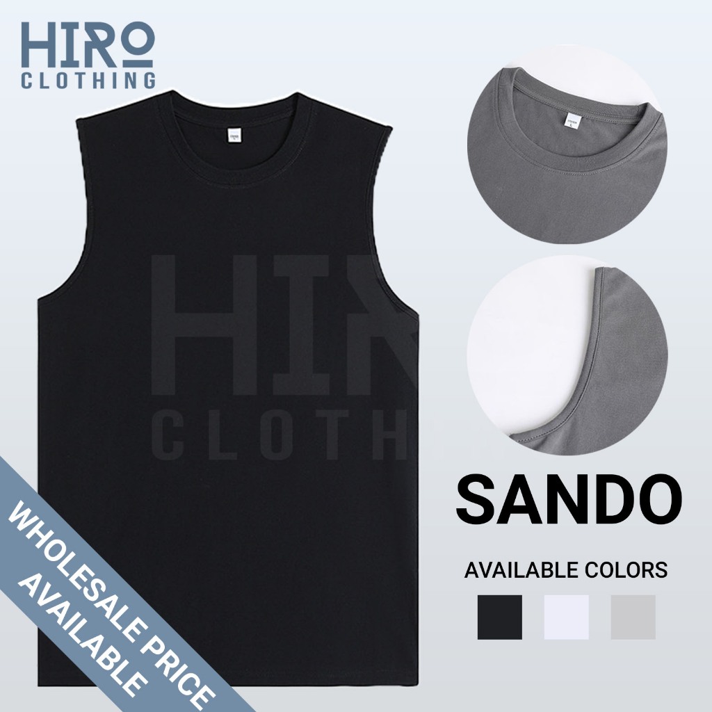 Hiro Sando Thick Basic Unisex Korean Plain Men Women Tank Top Muscle ...