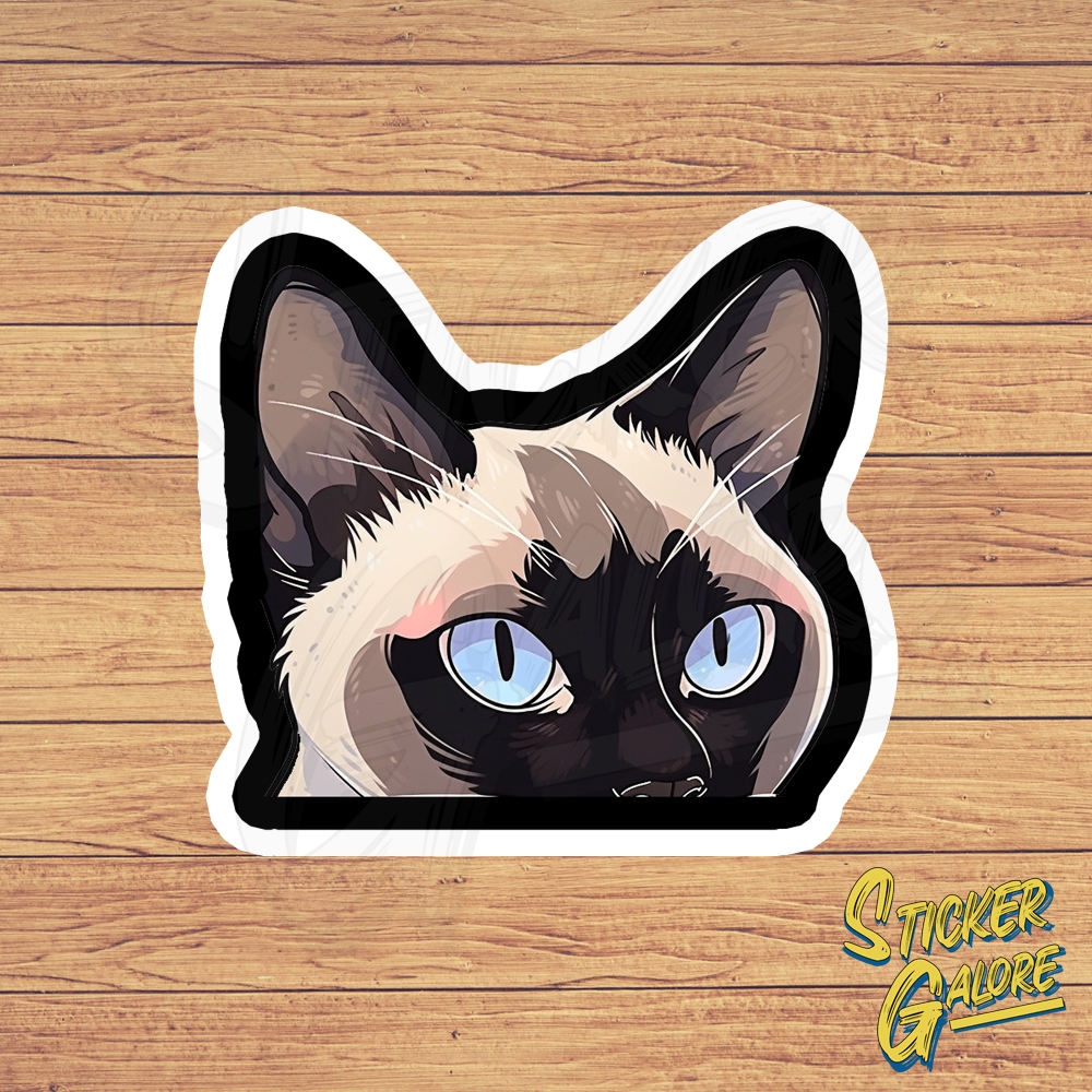 CUTE SIAMESE CAT PEEKER STICKERS WATEPROOF AND SCRATCH PROOF stickers ...