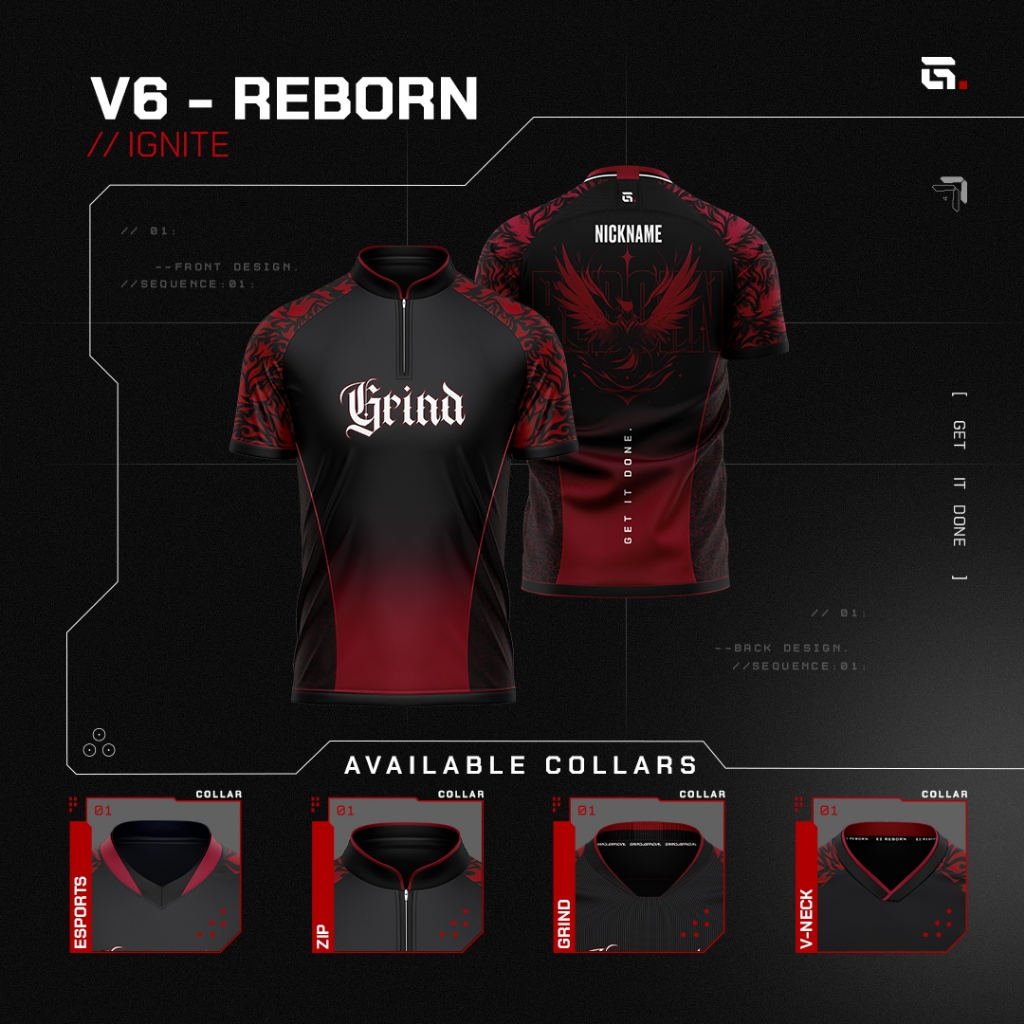 Grind V6 Reborn Ignite, Customizable Esports Jersey, Raglan Cut Pre ...