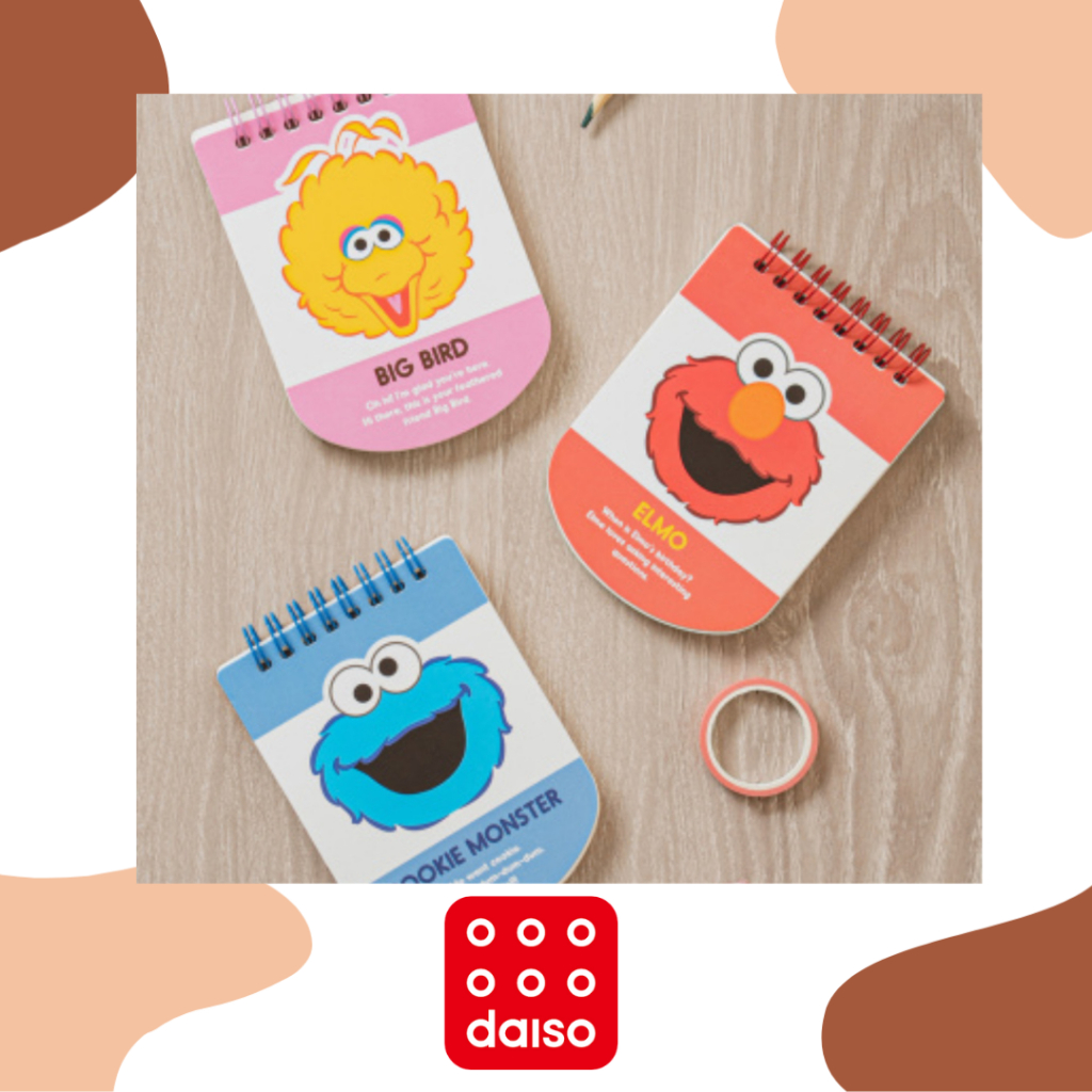 DAISO KOREA - Elmo Cookie Monster Big Bird Wired Notebook 80 Sheets ...