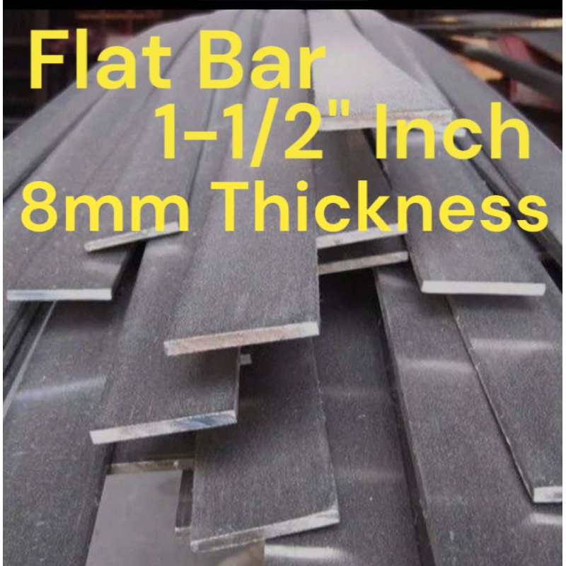 Steel Flat Bar 1-1/2 Inch width 8mm Thickness sold per1foot, 2feet ...