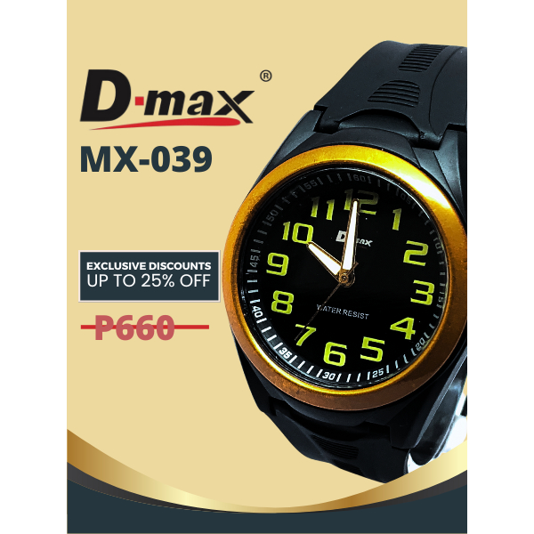 D-max Watch MX-039 Black fashion Analog Unisex rubber watch water ...