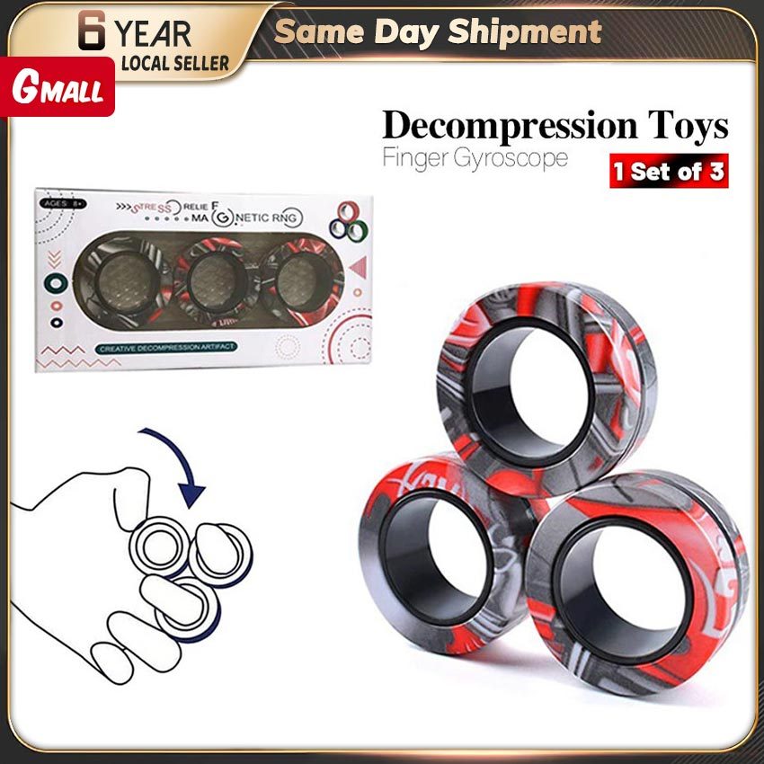 【Fast Delivery】 Magnetic Rings Fidget Toy Set Fidget Magnets Spinner ...