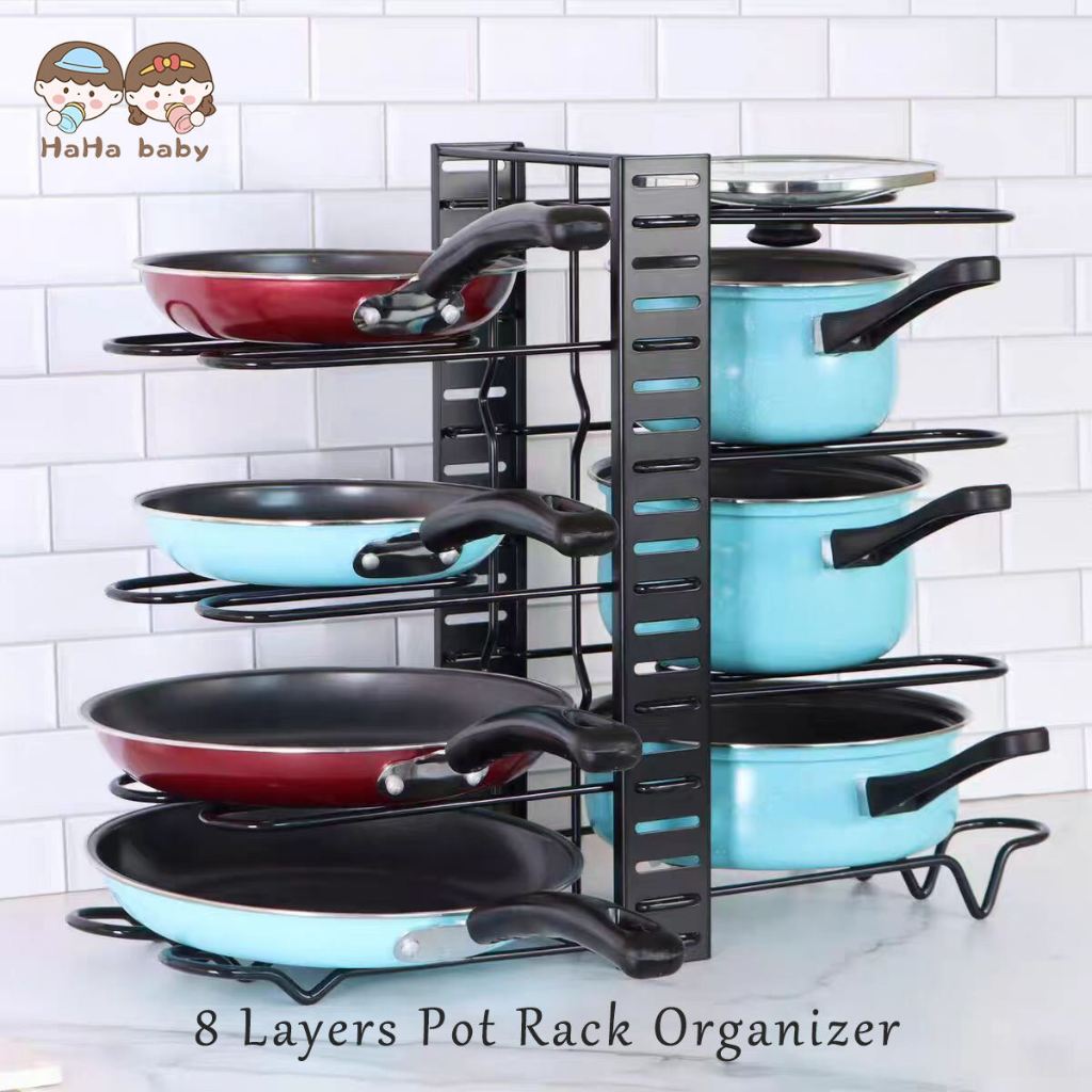Haha Baby 8-Layer Adjustable Pot Rack Kitchen Countertop Storage Rack ...