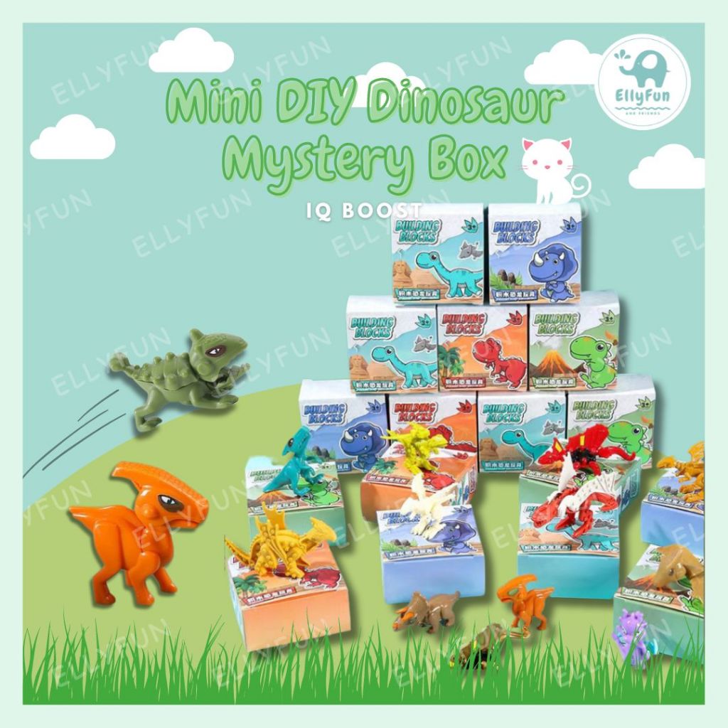 Ellyfun Mini Dinosaur Toy Assembling Building Blocks Toy Surprise Blind ...