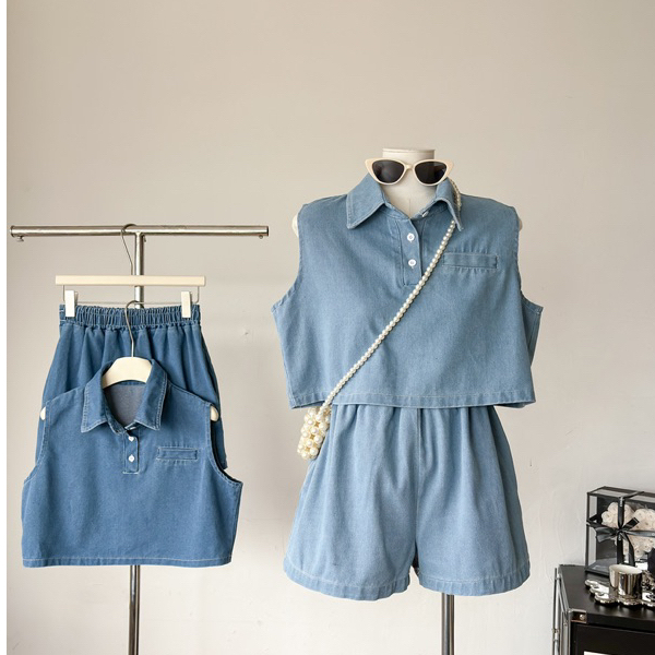 RRX Denim Sleeveless Terno Short # 7583 | Shopee Philippines