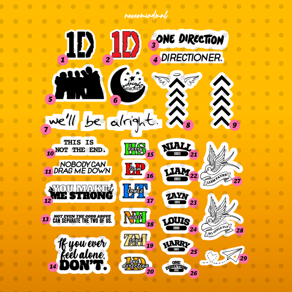One Direction Temporary Tattoo Stickers for Directioner Louis Zayn ...