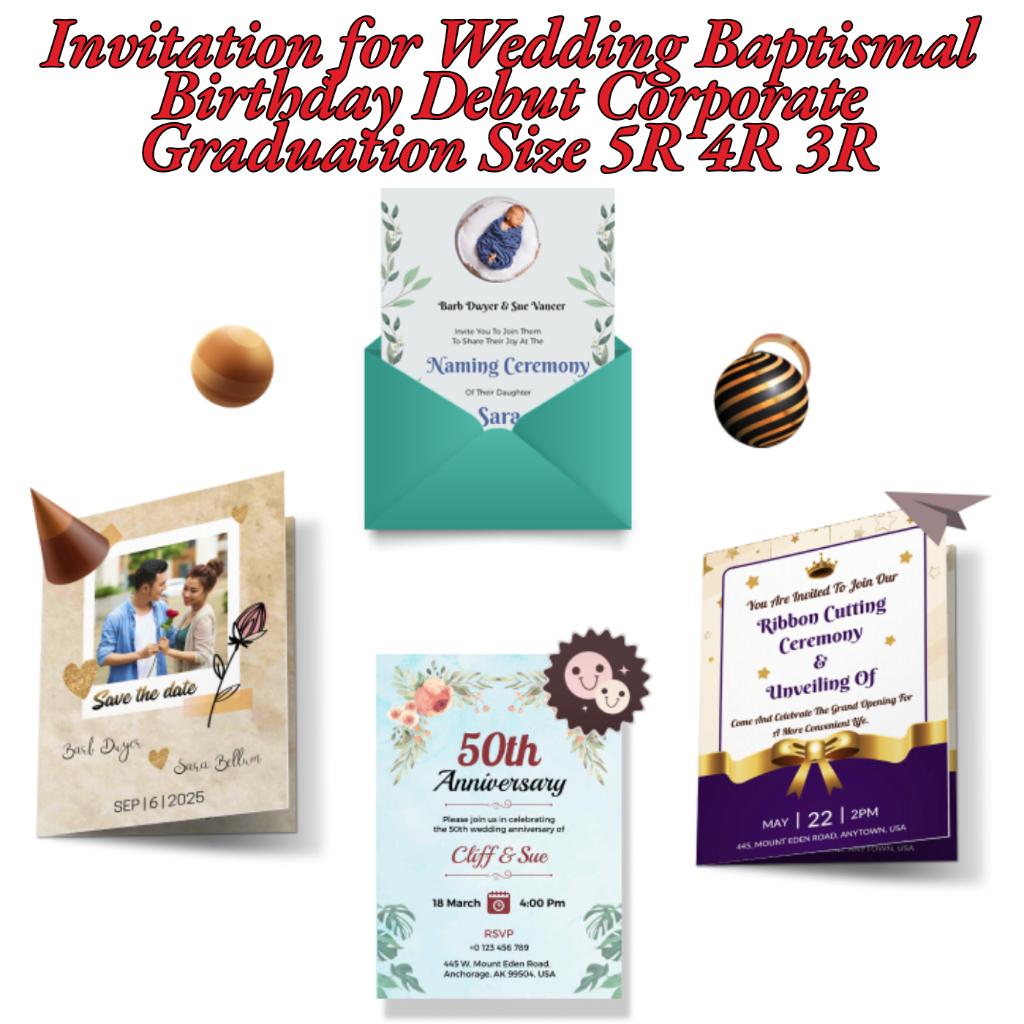 PRINT ONLY!! 3R 4R 5R Invitation for all occasion Wedding Baptismal ...