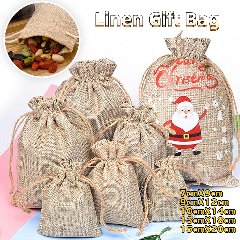 Burlap Drawstring Pouch Plain Linen Gift Bag Jute Storage organizer ...