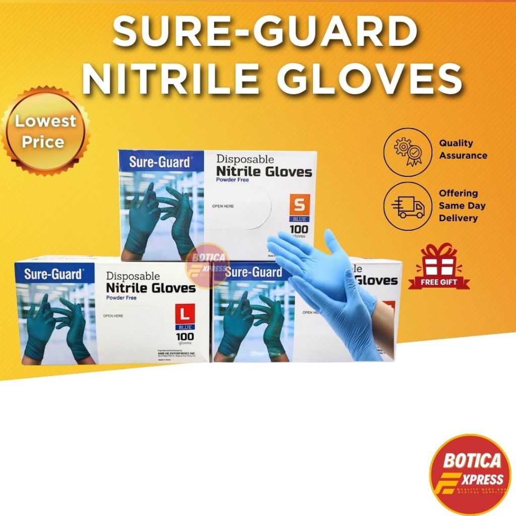 SUREGUARD Nitrile Gloves Small, Med, Large | Shopee Philippines