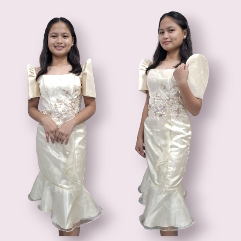 Filipiniana Mistiza Raffles Dress FD 02 - with lace design beige Formal ...