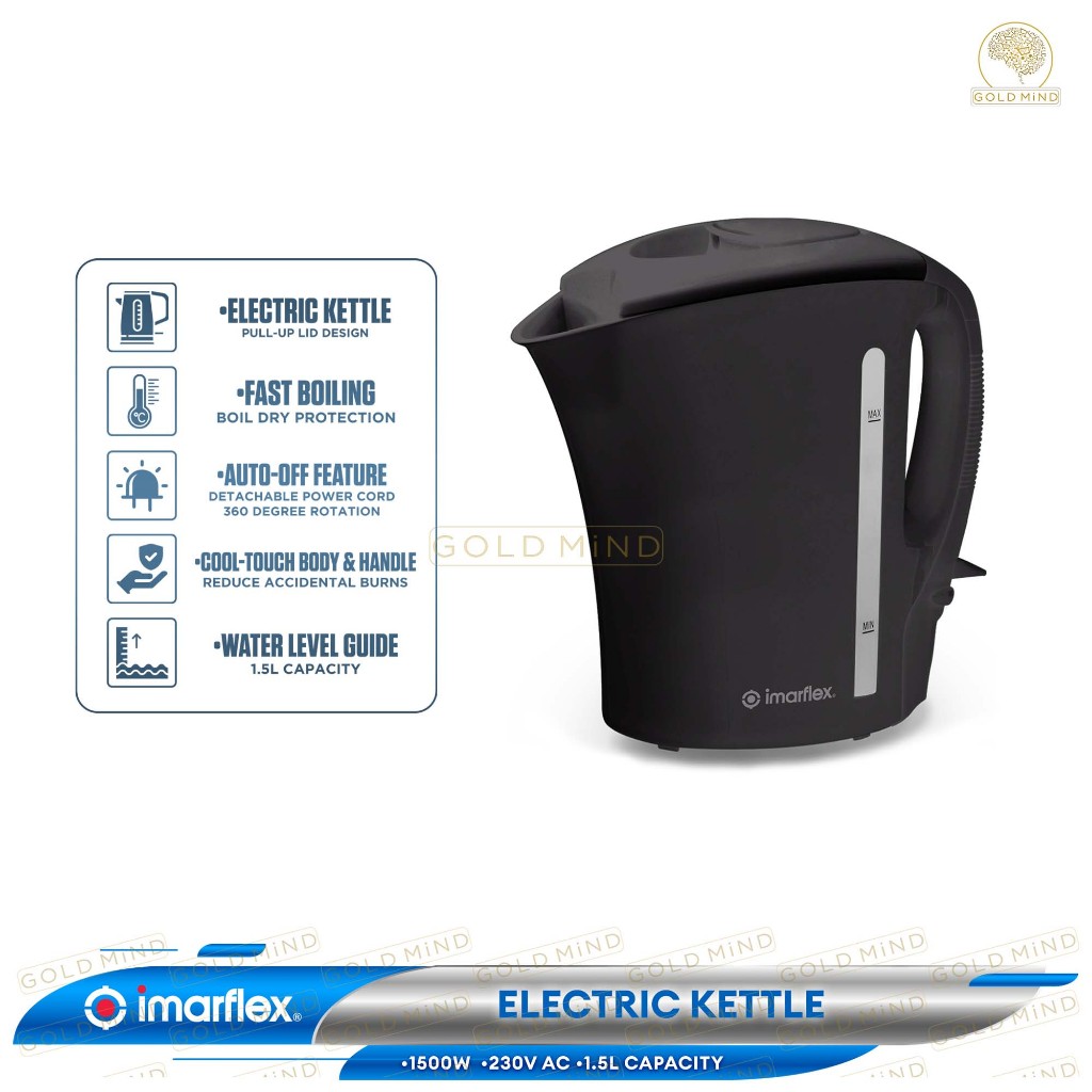 Imarflex Electric Kettle 1.5L Black 230V 2200W | Shopee Philippines