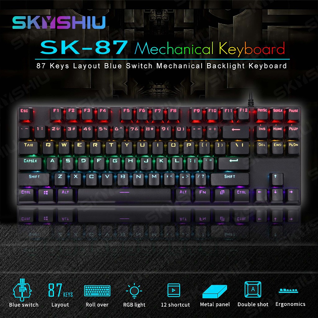 SKYSHIU SK-87 Mechanical Keyboard 87 Keys Mechanical Keyboard Hot ...