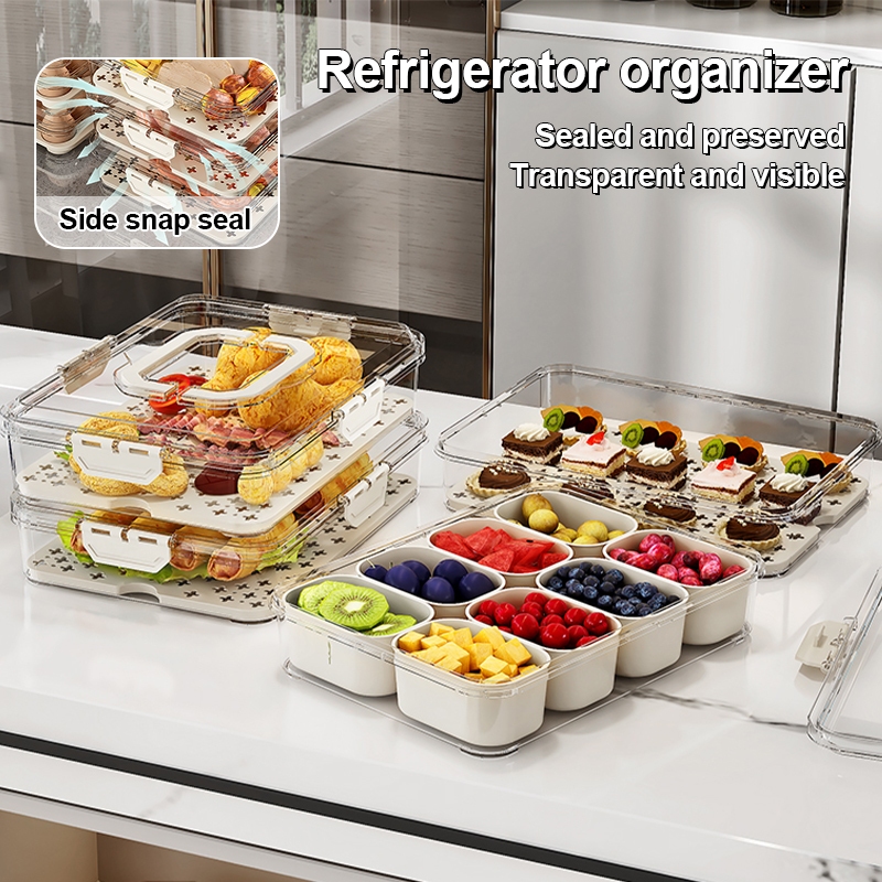 Multifunctional Refrigerator Organizer Bins Transparent Stackable Fridge Keep Fresh Food Storage ...