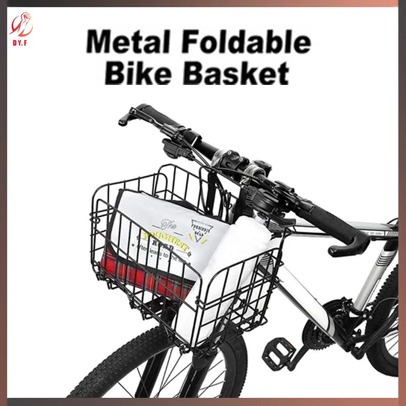 Bicycle Front foldable MTB hard metal basket Bike hang Basket bag ...