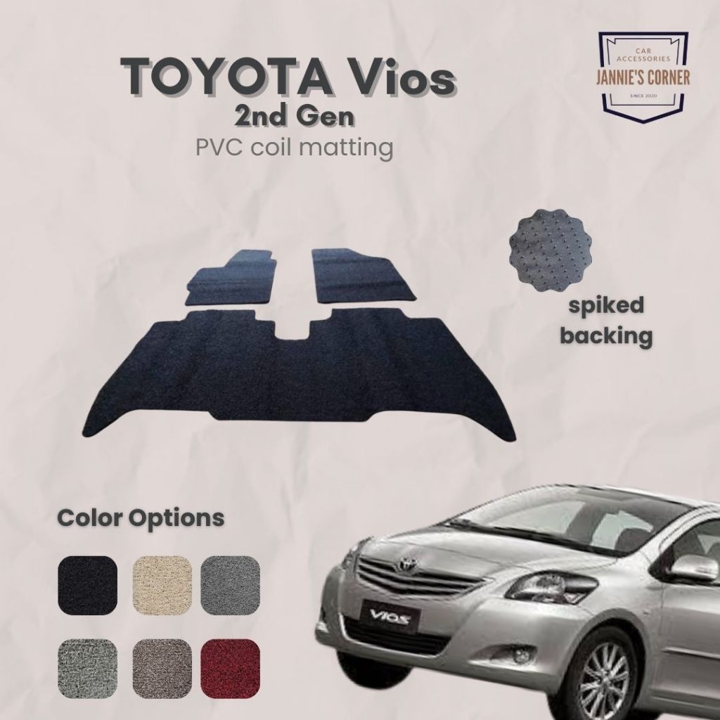 Toyota Vios 2nd Gen 2008-2013 Spaghetti Car Mat (Spiked Back) | Shopee ...