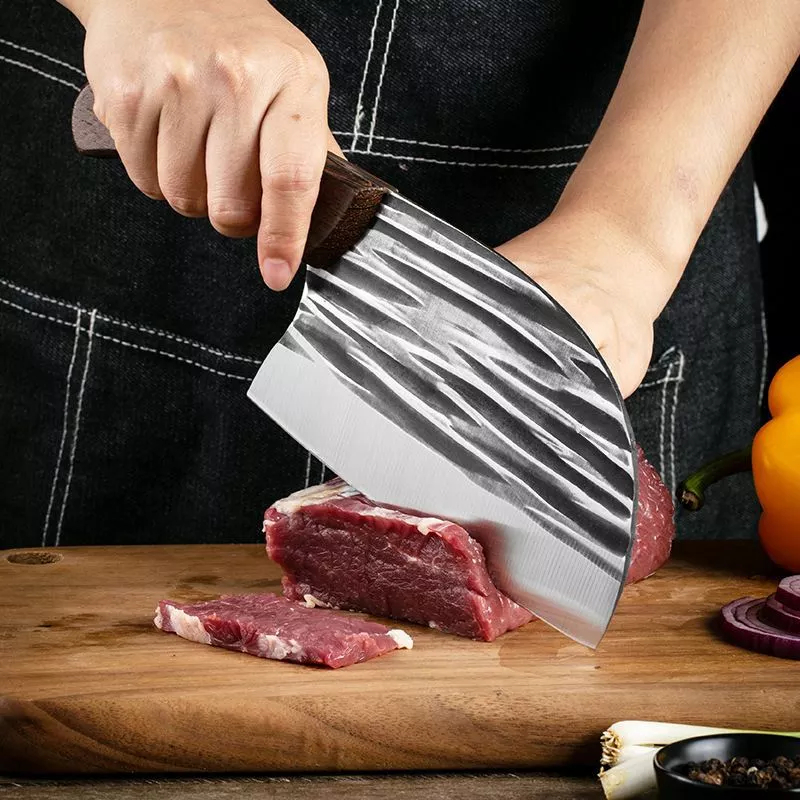 Handmade Forged Kitchen Knife 3-Layer Anti-Rust Hammer Stainless Steel ...