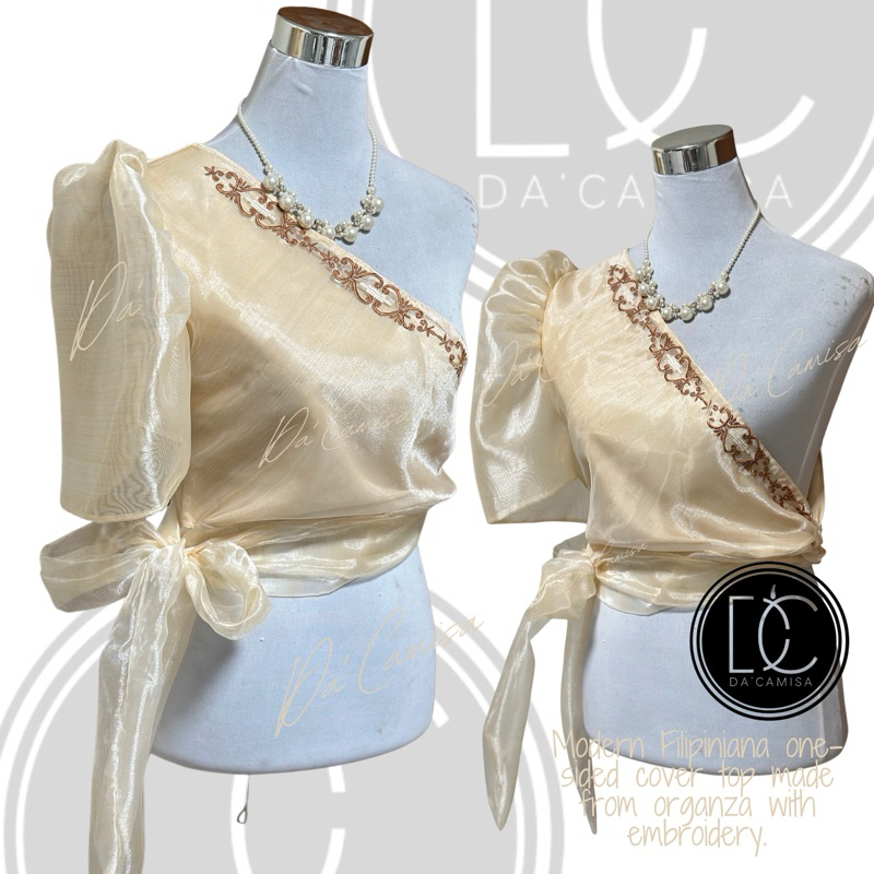 Modern Filipiñiana one-sided cover top made from organza with ...