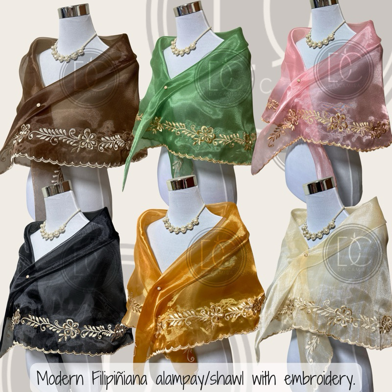 Modern Filipiniana alampay/shawl with embroidery. | Shopee Philippines