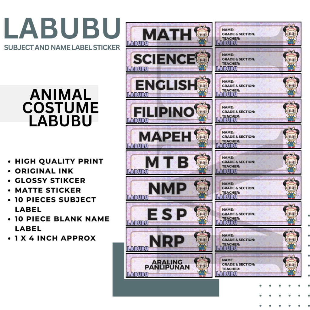 LUCSMART printsNcrafts POPMART inspire ANIMAL COSTUME INSPIRED LABUBU ...