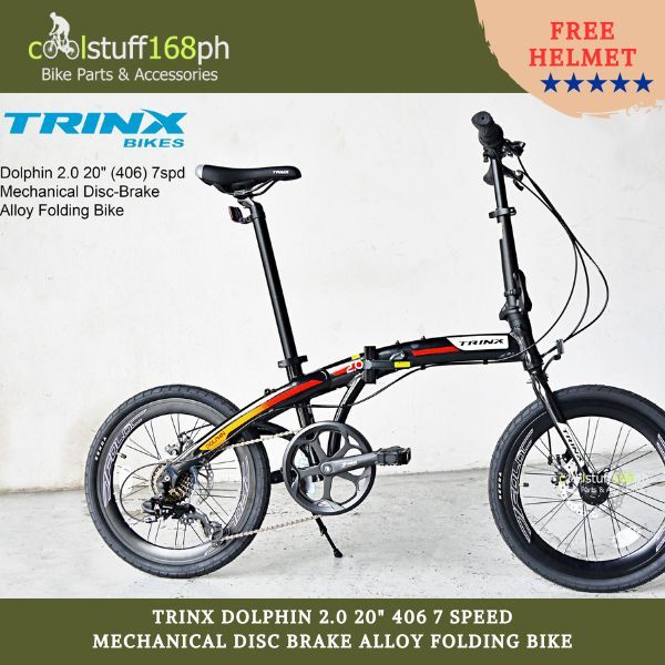 CS168PH TRINX Dolphin 2.0 20" (406) 7Speed Mechanical Disc-Brake Alloy Folding Bike with FREE ...