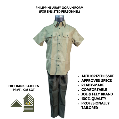 PHILIPPINE ARMY AUTHORIZED GOA UNIFORM READY-MADE (FOR ENLISTED ...