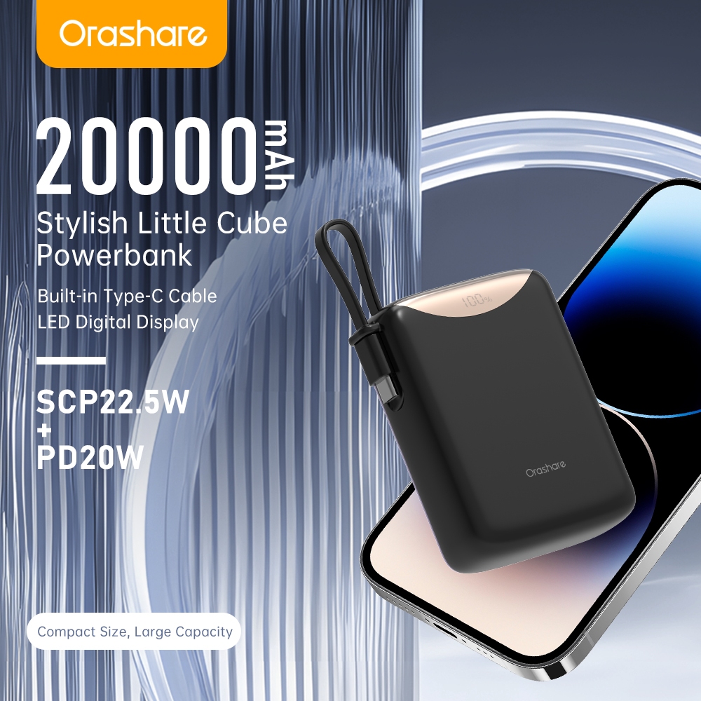 Orashare PML20C 20000mAh 22.5W Powerbank With Built-In Type C Cable ...