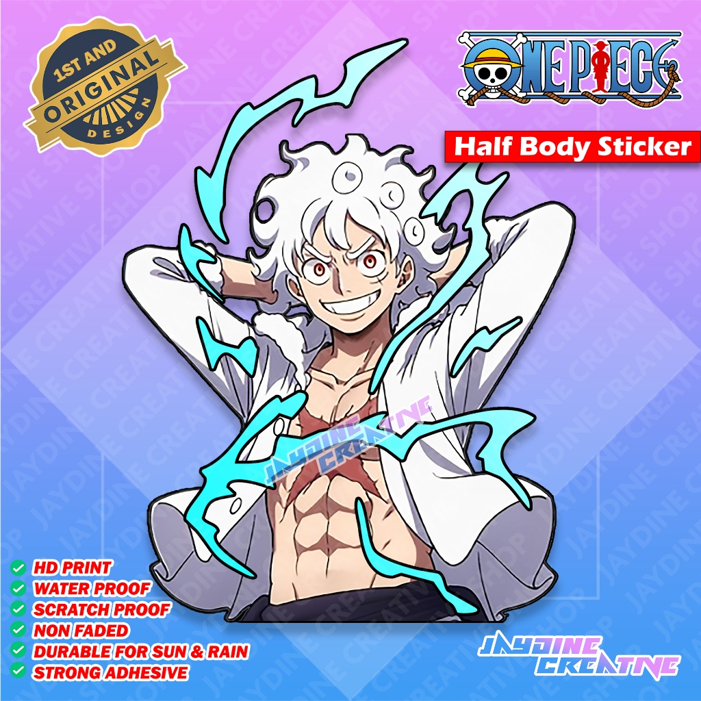 One Piece Luffy Gear 5 Half Body Sticker, Indoor Outdoor Vinyl Sticker ...