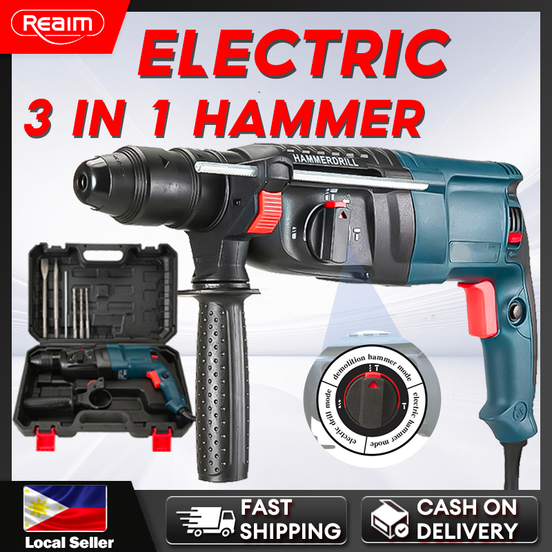 REAIM Rotary Hammer Drill Electric 1500W Chipping Hammer Impact Drill ...